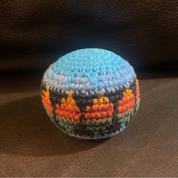 Source Unknown | Toys | Vtg 9s Hackey Sack Blue And Orange Crochet Ball ...